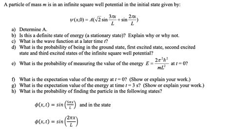 solved a particle of mass m is in an infinite square well potential in