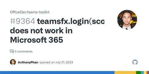 teamsfx login scopes does not work in microsoft 365 · issue 9364