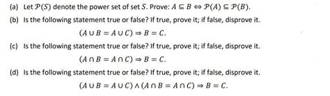 solved a let p s denote the power set of set s prove
