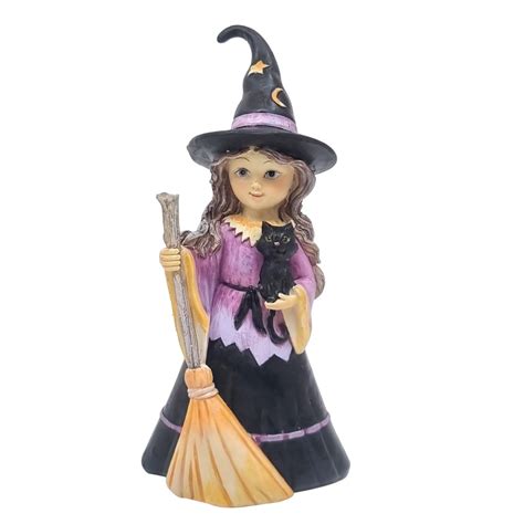 Mini Witch With Broom Spooky Fairy Garden Witch Figurine
