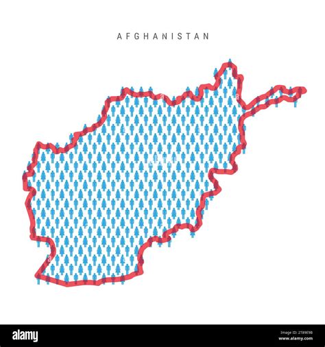 Afghanistan Population Map Stick Figures Afghan People Map With Bold Red Translucent Country