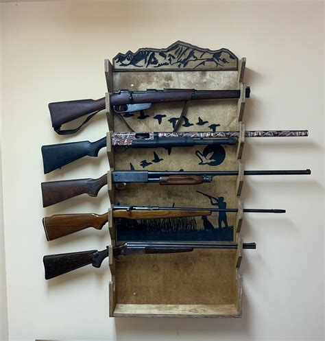 Wood Wall Gun Rack 5 Or 6 Gun Holder Etsy