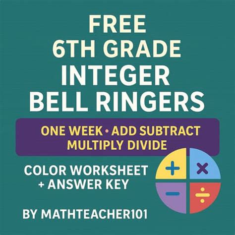 Integer Operations Bell Ringers For 6th Grade Math One Week By Mathteacher101