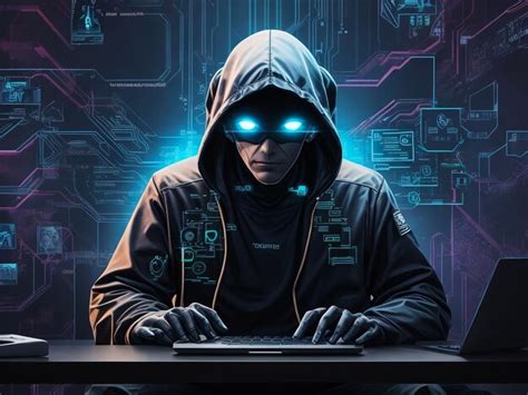 Premium Photo Hacking And Malware Concept Faceless Hacker Using Abstract Laptop With Binary