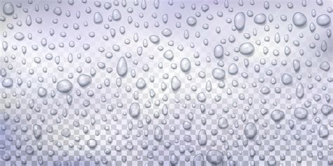 터 유리 위에 물방울 투명한 배경에 비방울 프리미엄 벡터