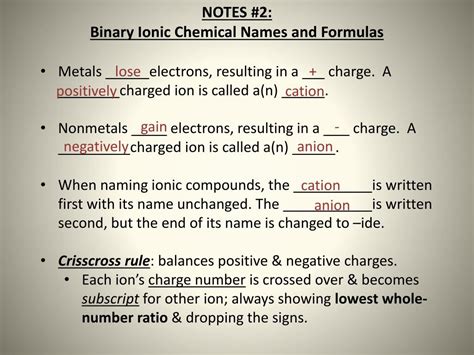 PPT NOTES Binary Ionic Chemical Names And Formulas PowerPoint Presentation ID