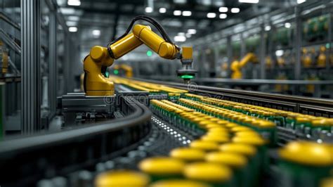 Automated Robotic Arm On Assembly Line In A Modern Factory Stock Illustration Illustration Of