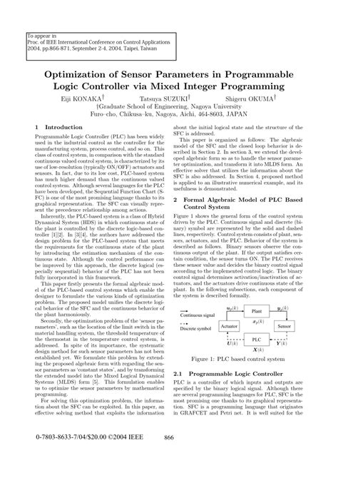 Pdf Optimization Of Sensor Parameters In Programmable Logic