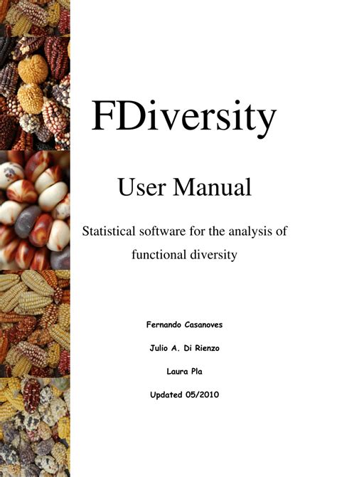 Pdf User Manual F Diversity Statistical Software For The Analysis Of