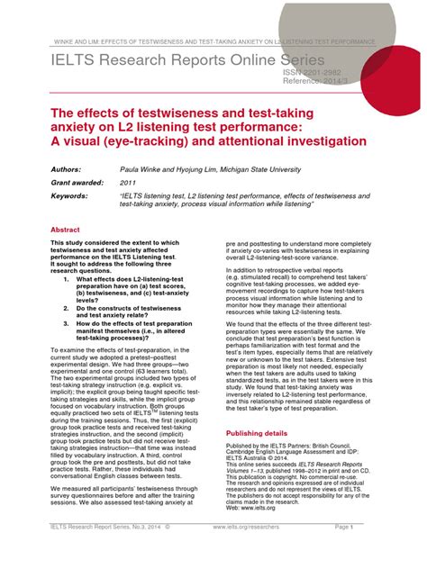 The Effects Of Testwiseness And Test Taking Anxiety On L2 Listening