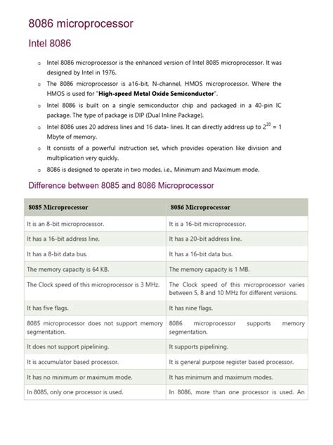 8086 microprocessor intel 8086 pdf