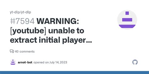 Warning Youtube Unable To Extract Initial Player Response · Issue