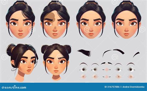 Avatar Creation Female Face Construction With Different Parts Of The