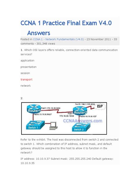 Ccna 1 Practice Final Exam V4 Port Computer Networking Computer