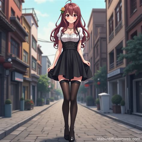 Anime Scene Wife In Black Silk Stocking Stable Diffusion Online