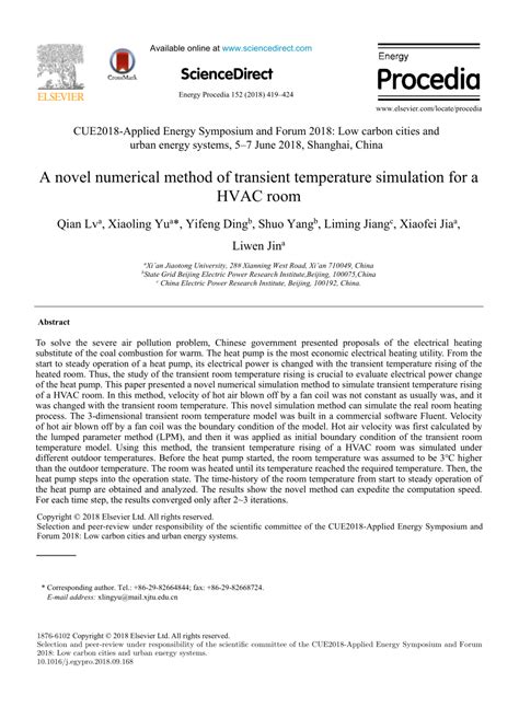 Pdf A Novel Numerical Method Of Transient Temperature Simulation For