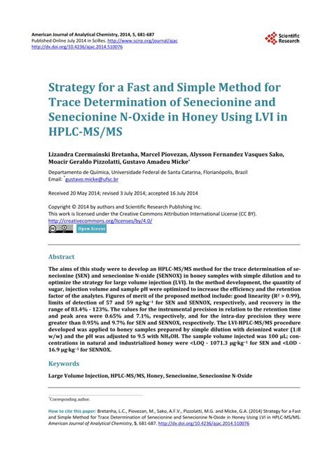 Pdf Strategy For A Fast And Simple Method For Trace Determination Of