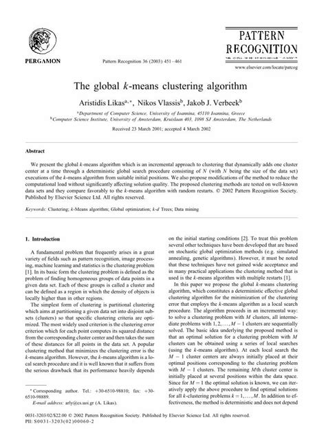 Pdf The Global K Means Clustering Algorithm Dokumentips