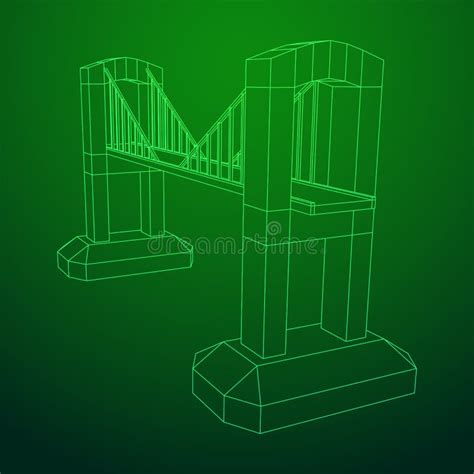 Bridge Connection Structure Wireframe Stock Vector Illustration Of