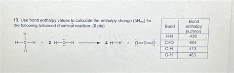 Solved Plz Explain 13 Use Bond Enthalpy Values To