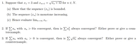 Solved N 1 Suppose That I1 3 And 2n1 In 12 For N E
