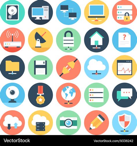 Web And Network Icons Flat Style Royalty Free Vector