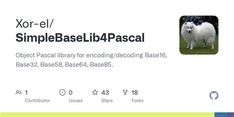 Github Xor Elsimplebaselib4pascal Object Pascal Library For Encodingdecoding Base16 Base32