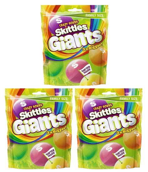 Драже Skittles Giants Crazy Sours кислые гигантские конфеты (3 шт. по ...