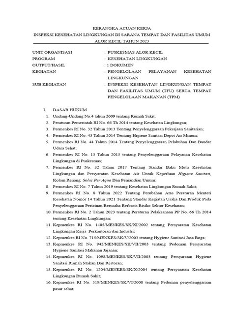 Kak Kesling Di Sarana Tfu Dan Tpp 2023 Pdf