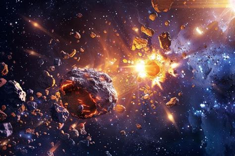 Futuristic Asteroid Collisions Midjourney Glimpses Generative Ai Premium Ai Generated Image