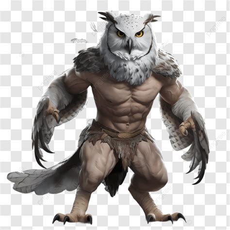 Create A Realistic Image Of Humanoid Owl Where The Body Is That