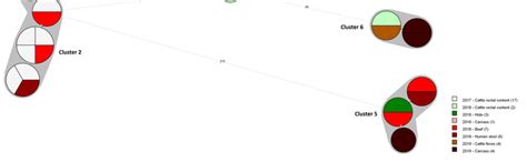minimum spanning tree based on cgmlst allelic profiles of 44 e coli