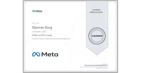 Ojasvee Garg On Linkedin Completion Certificate For Html And Css In Depth