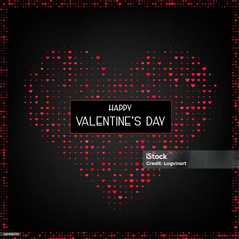 검은 색에 빨간 하트가 있는 트렌디한 추상 배경 모던한 하프톤 디자인 발렌타인 데이를 위한 로맨틱한 템플릿입니다 배너 포스터 인사말 카드에 적합합니다 벡터 가리기에 대한