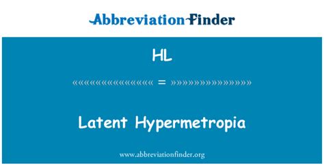 Hl Significa Hipermetropía Latente Latent Hypermetropia