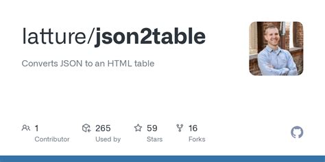 github latture json2table converts json to an html table