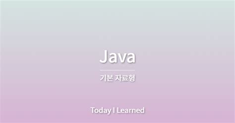 Java 기본 자료형 Java 기본 자료형