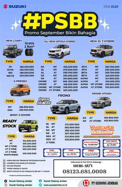 Daftar Harga Mobil Suzuki Tegal 2025 Suzuki Tegal