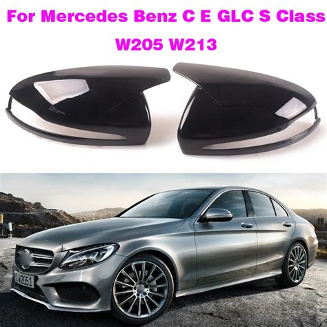 Lhd Bright Black Rearview Mirror Cover For Mercedes Benz C E Glc S