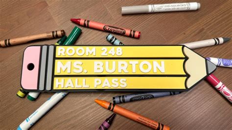 Custom 3d Printed Pencil Hall Pass Teacher Classroom Decor Etsy