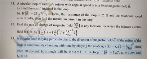 Solved A Circular Loop Of Radius R Rotates With Angular Chegg