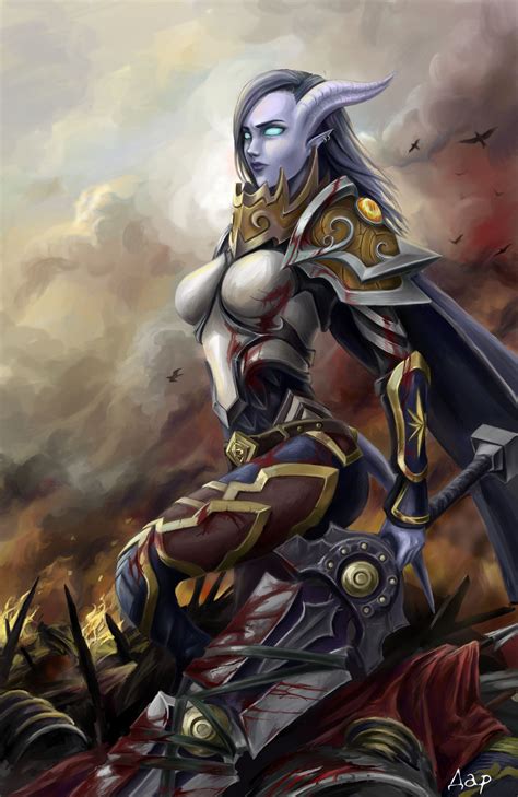 Draenei Female Warrior Art World Of Warcraft By Kiwistarling On