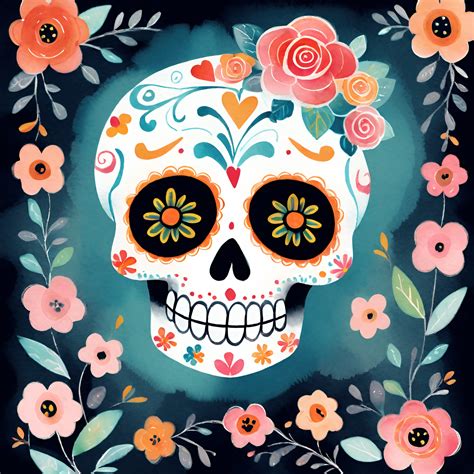 Colorful Sugar Skull Art Free Download Ai Scribbles