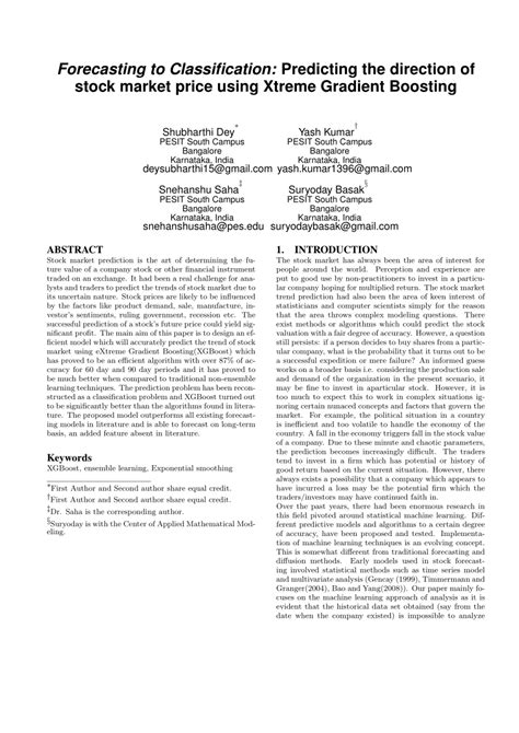 Pdf Forecasting To Classification Predicting The Direction Of Stock