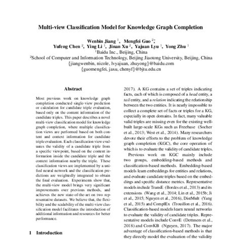Multi View Classification Model For Knowledge Graph Completion Acl Anthology
