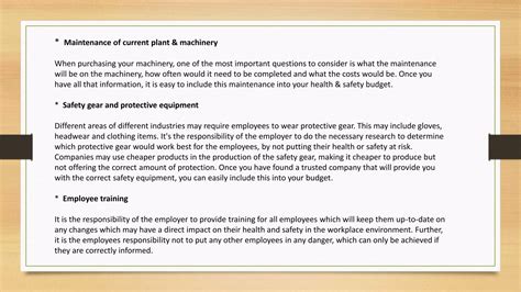 Health And Safety In The Workplace Safety Budget Pdf