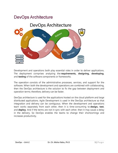 Dev Ops Notes Unit DevOps Architecture Development And Operations Both Play Essential Roles