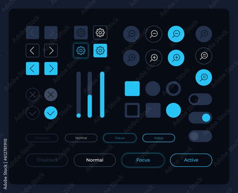 Multiple Buttons Ui Elements Kit Editable Isolated Vector Components