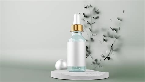 모형 및 제품 디스플레이를위한 패스터 색상 배경이있는 향수 및 욕실 포장의 3d 표현 미니멀리스트 개념 파스텔 꽃 요소의 프리미엄 일러스트레이션 실물 모형에 대한 스톡 사진