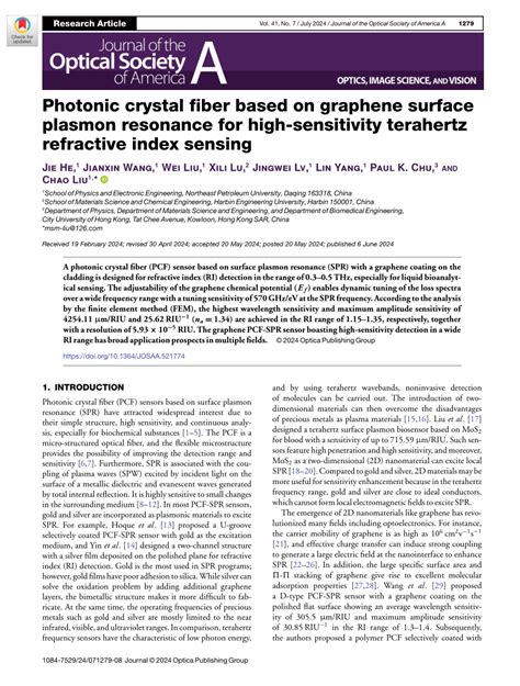 Photonic Crystal Fiber Based On Graphene Surface Plasmon Resonance For High Sensitivity